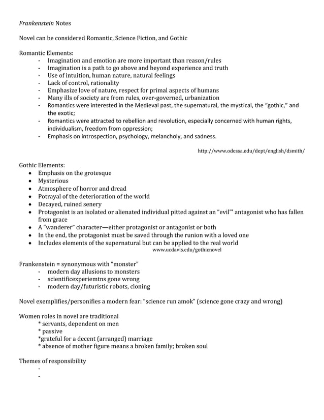 Frankenstein notes | PDF