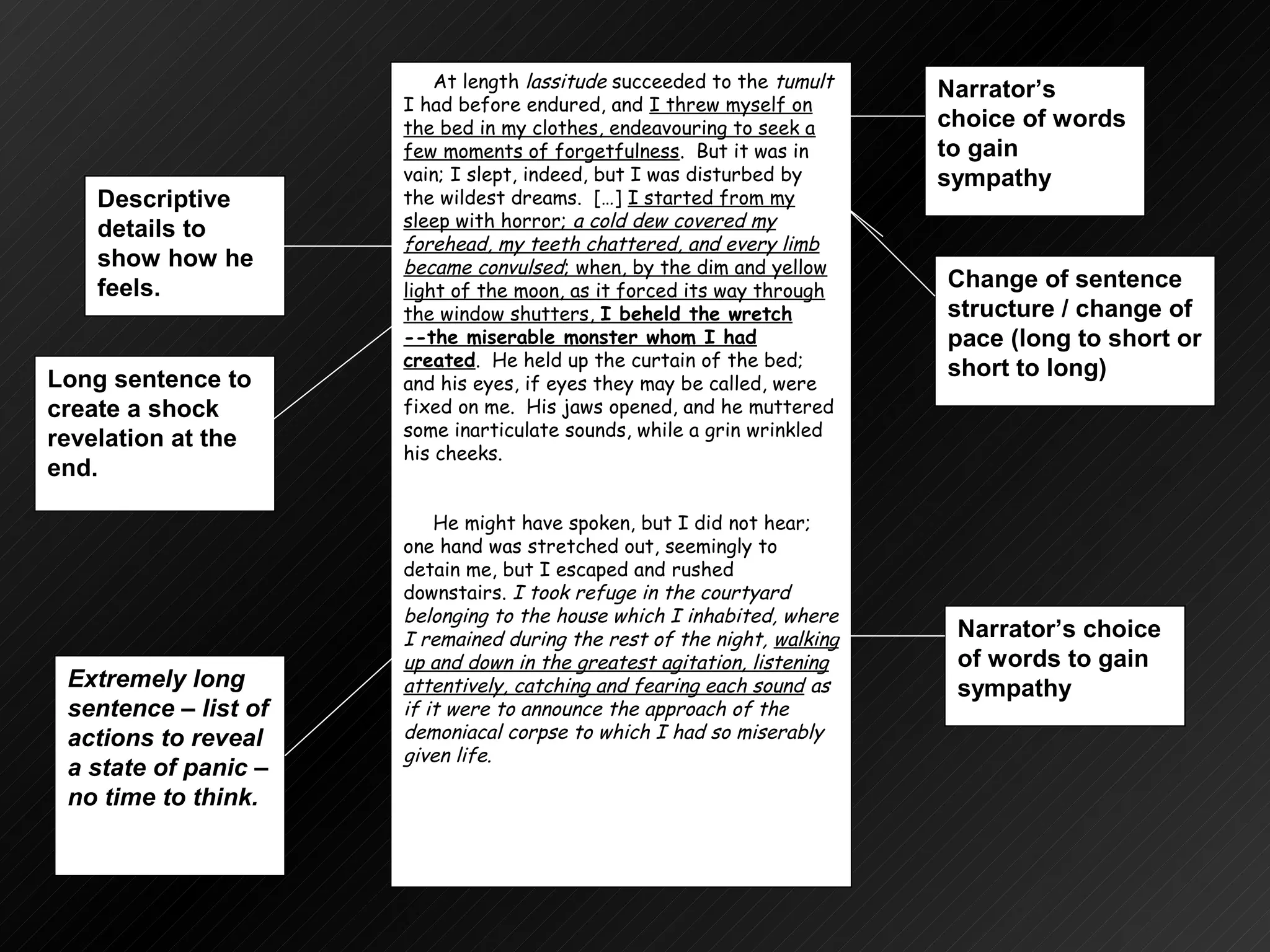 Frankenstein reading assess narrative techniques | PPT
