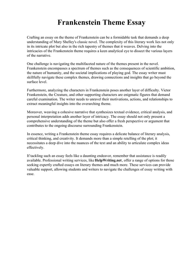 Frankenstein Theme Essay. University of San Diego | PDF