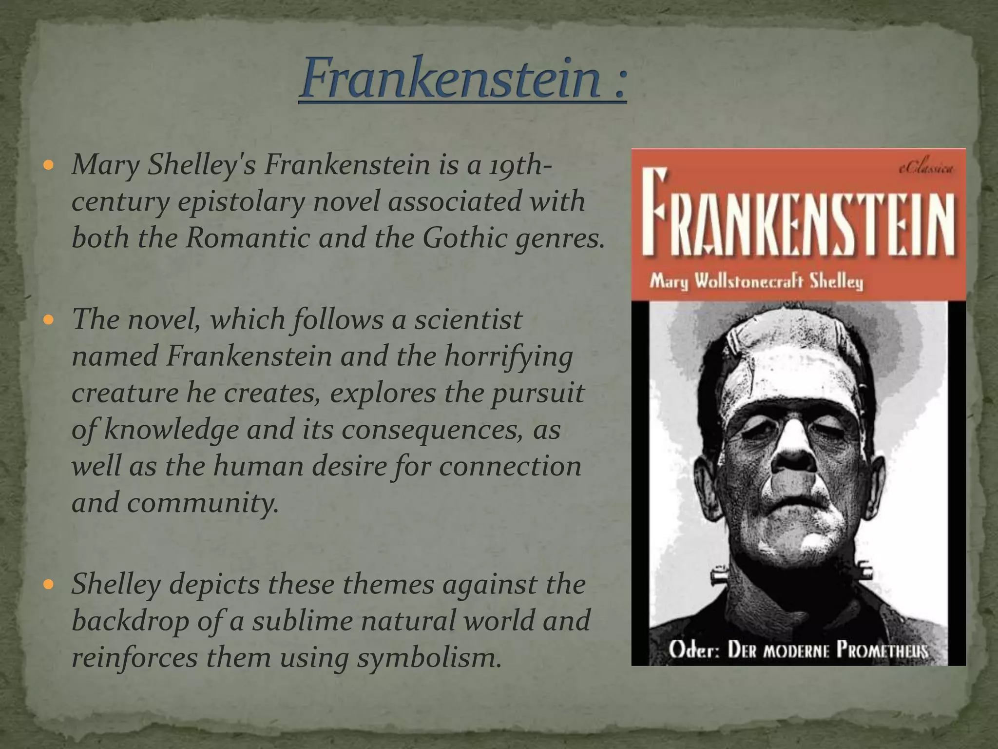 Frankenstein themes symbol and literary devices | PPT