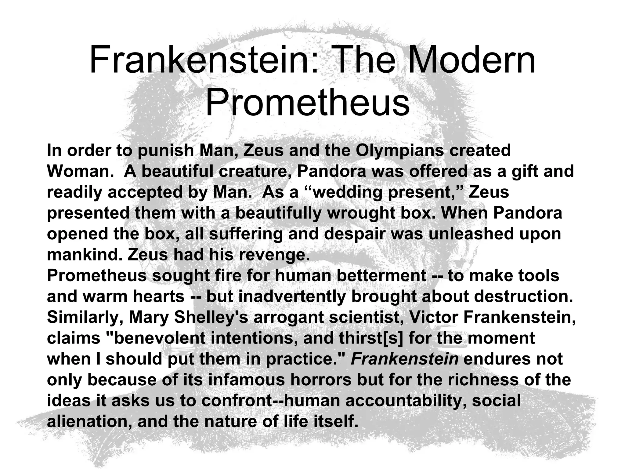 Frankenstein the modern prometheus | PPT | Science Fiction | Genres