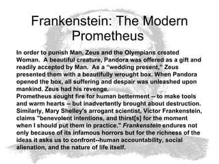 Frankenstein the modern prometheus | PPT | Science Fiction | Genres