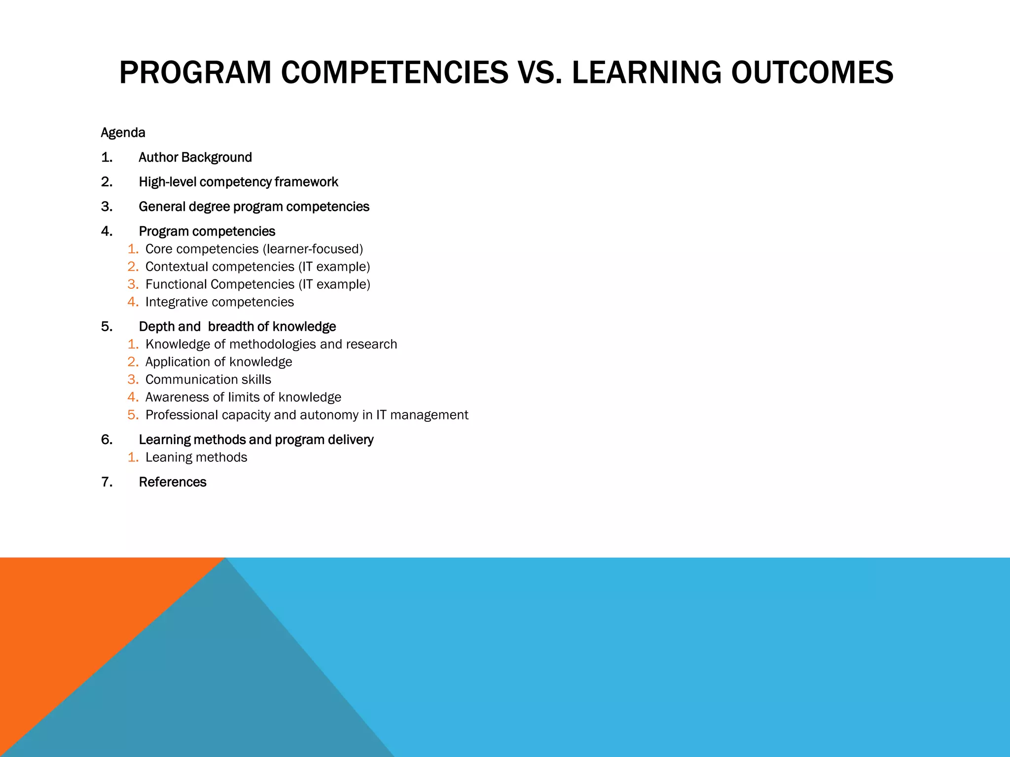 Milan Frankl - Program Competencies versus Learning Outcomes, a new on ...