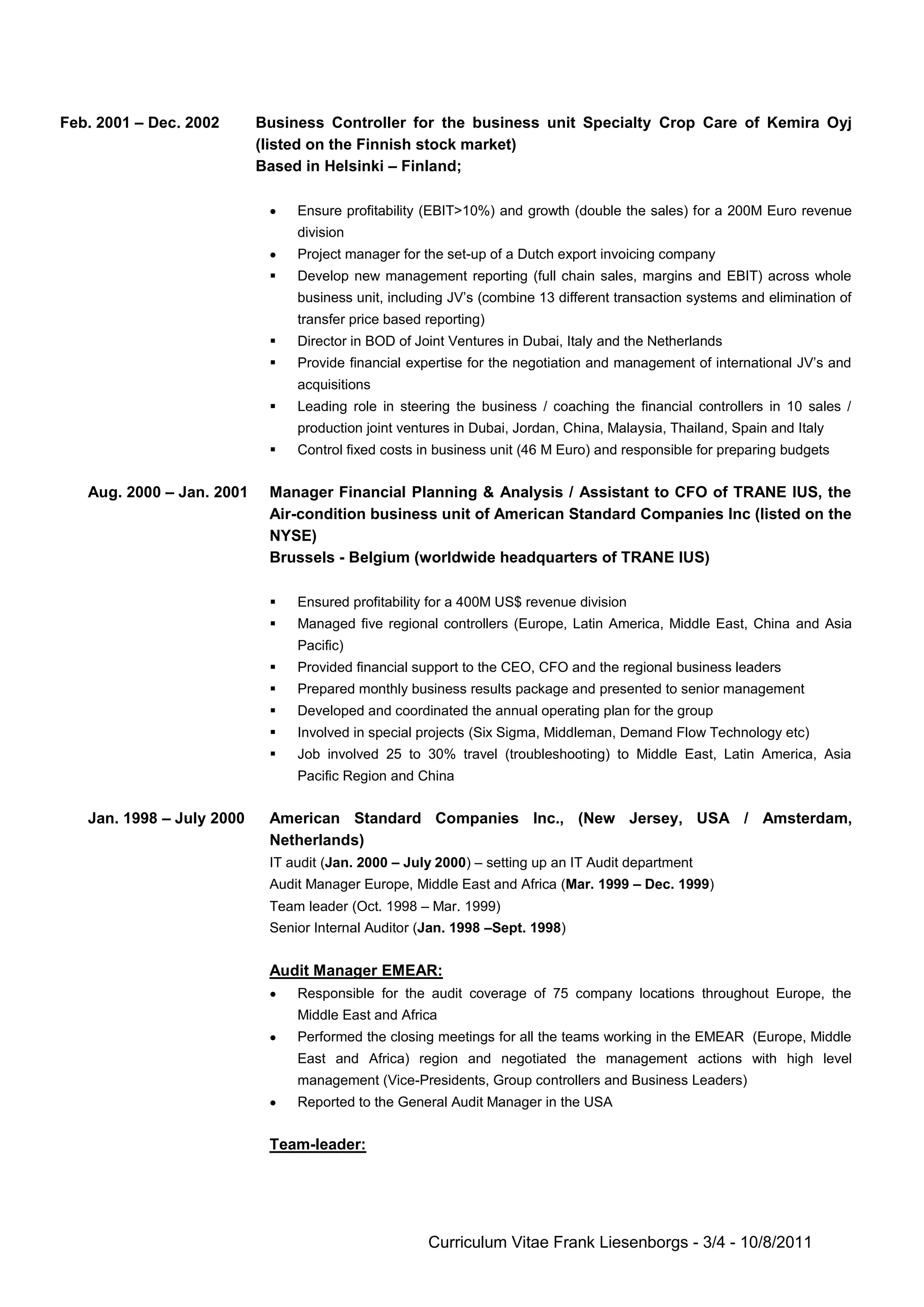 Frank Liesenborgs Cv 2011 10 03 | DOCX