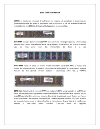 Tipos de memoria RAM | PDF