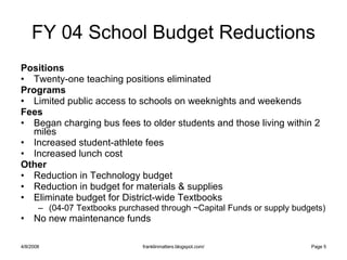 Franklin MA School Budget Reductionsv2 | PPT