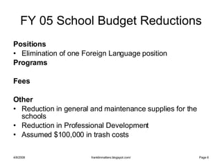 Franklin MA School Budget Reductionsv2 | PPT