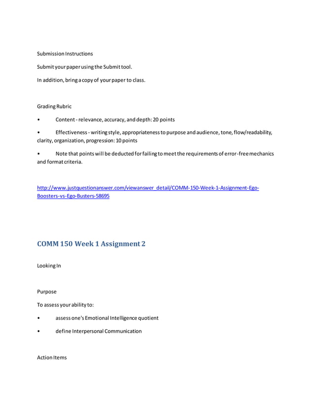 Franklin university comm 150 assignment help | DOCX