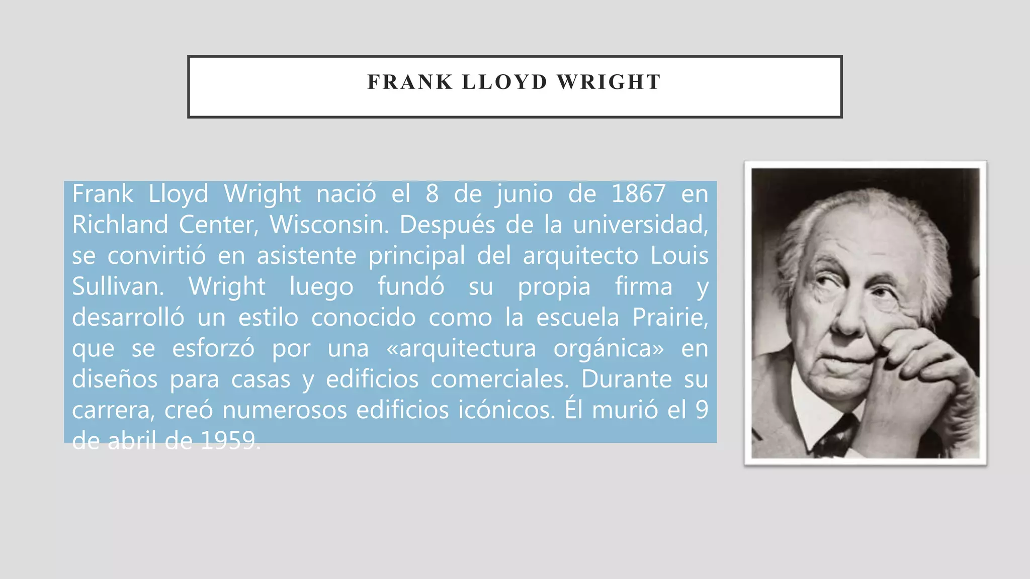 Frank lloyd wright Aportes | PPT