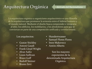 Frank lloyd wright y el organicismo | PPTX