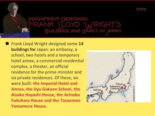 Frank Lloyd Wright Influences and stages in career | PPTX