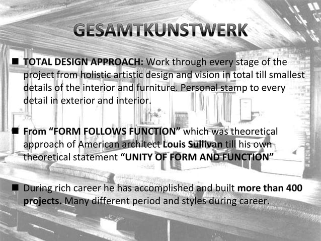 Frank Lloyd Wright Influences and stages in career | PPTX