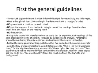 Frankenstein Presentation: Writing Introductions | PPTX