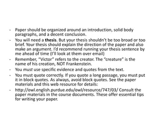 Frankenstein Presentation: Writing Introductions | PPTX