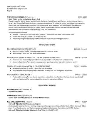 Frank, timothy resume 09 2017 | DOC
