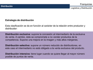Franquicias: Logística y Distribución | PPTX