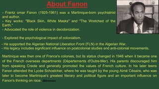 Frantz Fanon as a Postcolonial Writer.pptx | Education