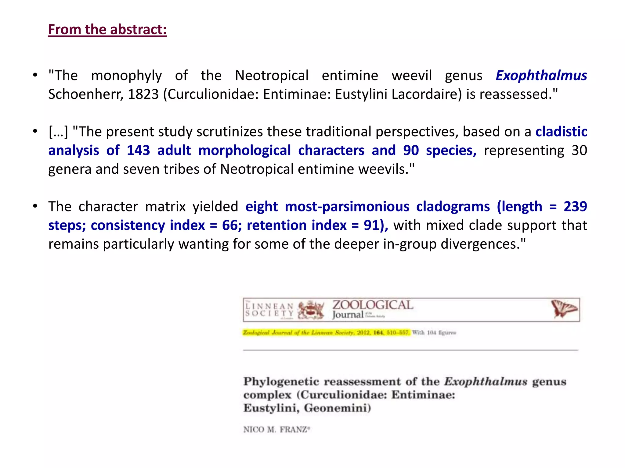 Franz. Anatomy of a Cladistic Analysis. | PPTX