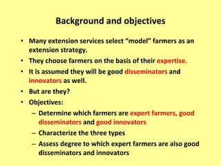 The ‘model farmer’ extension approach revisited: are expert farmers ...