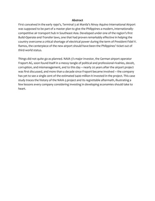 Fraport AG and the NAIA-3 Debacle: A Case Study | PDF