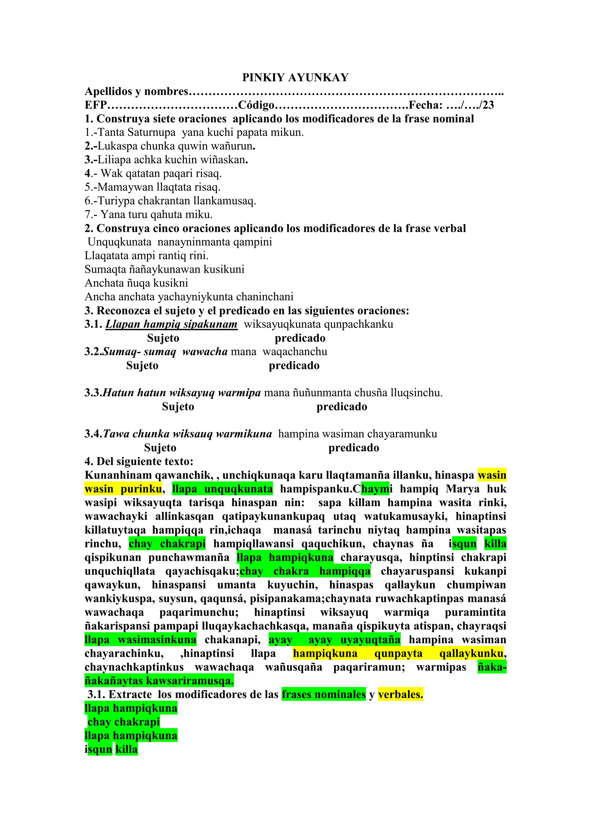Aprender quechua | DOCX
