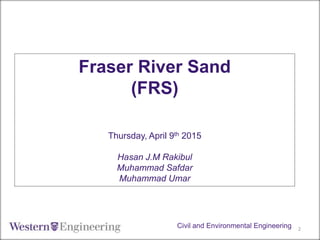 Survey on Frazer River Sand in Richmond, British Columbia, Canada | PPTX