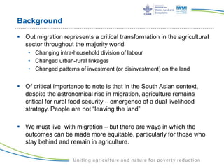 Migration and the transformation of peasant agriculture in the Ganges ...