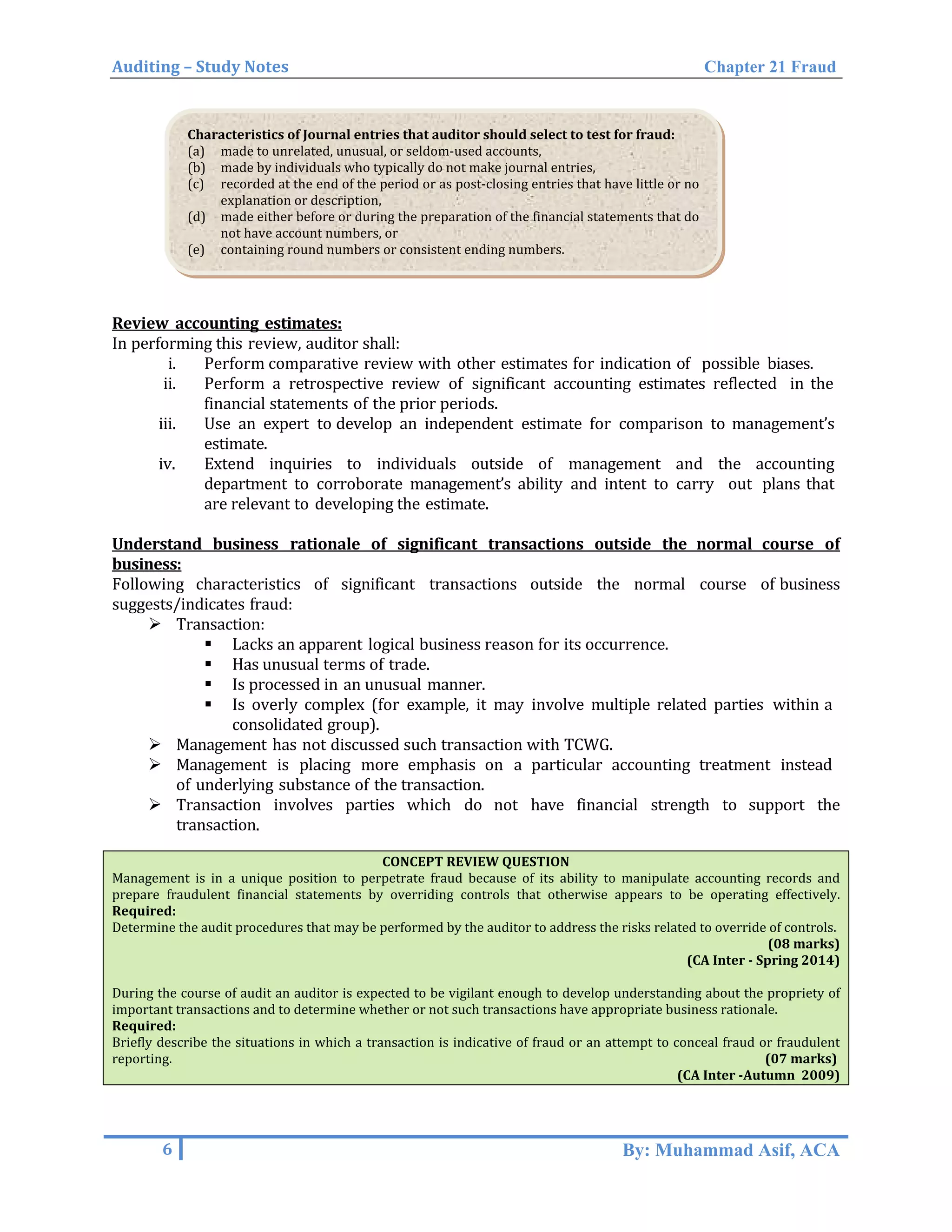 FRAUD - AUDITING STUDY NOTES | PDF