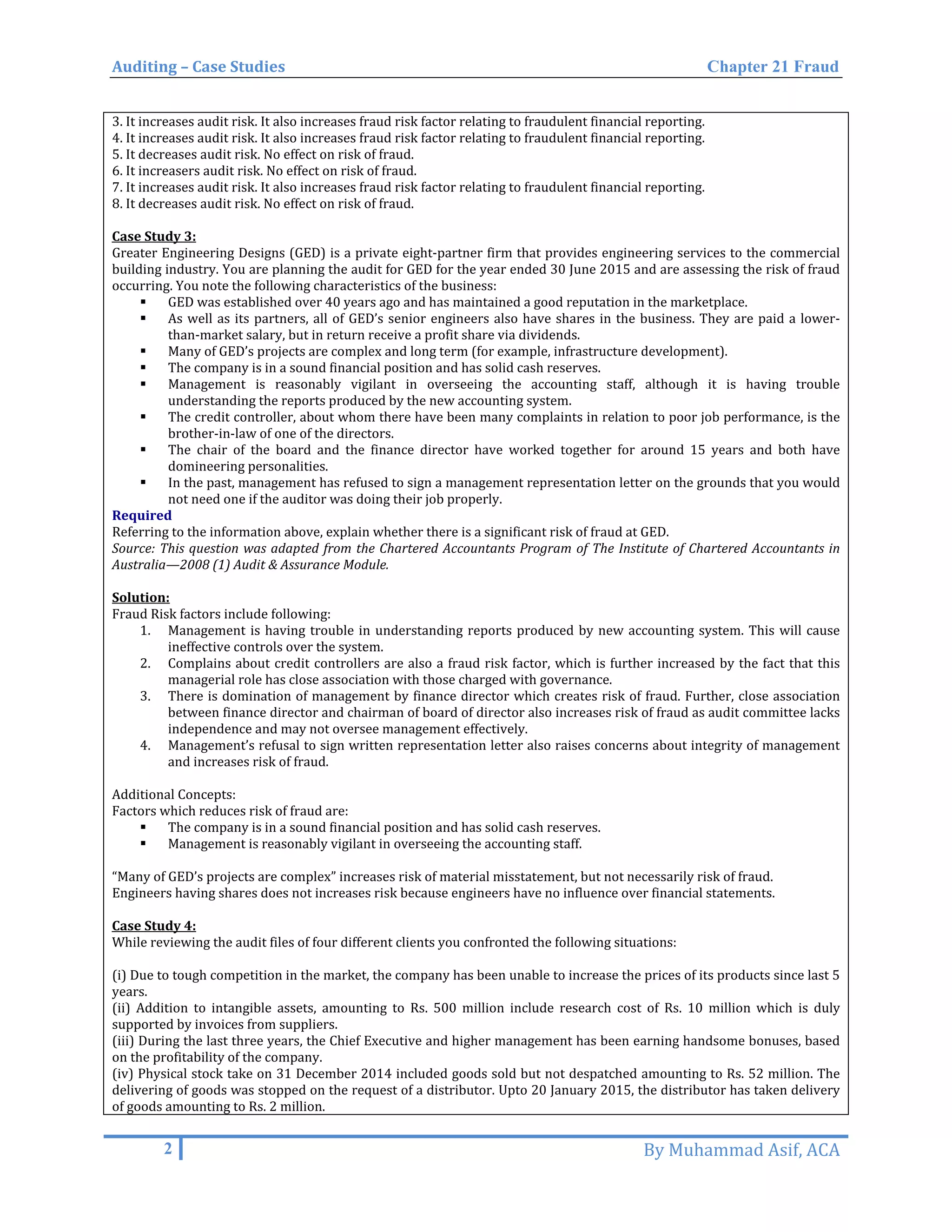 FRAUD - AUDITING STUDY NOTES | PDF