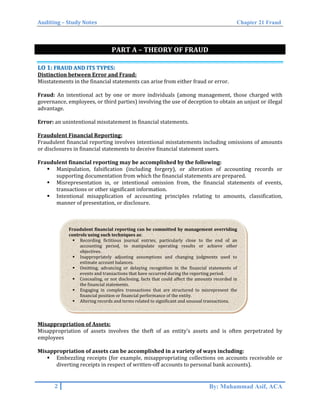 FRAUD - AUDITING STUDY NOTES | PDF