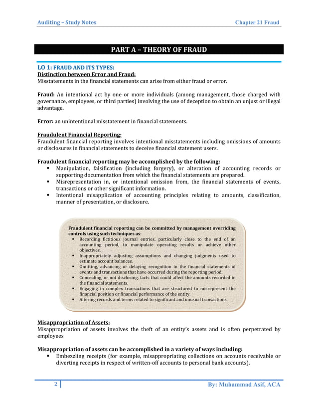 FRAUD - AUDITING STUDY NOTES | PDF