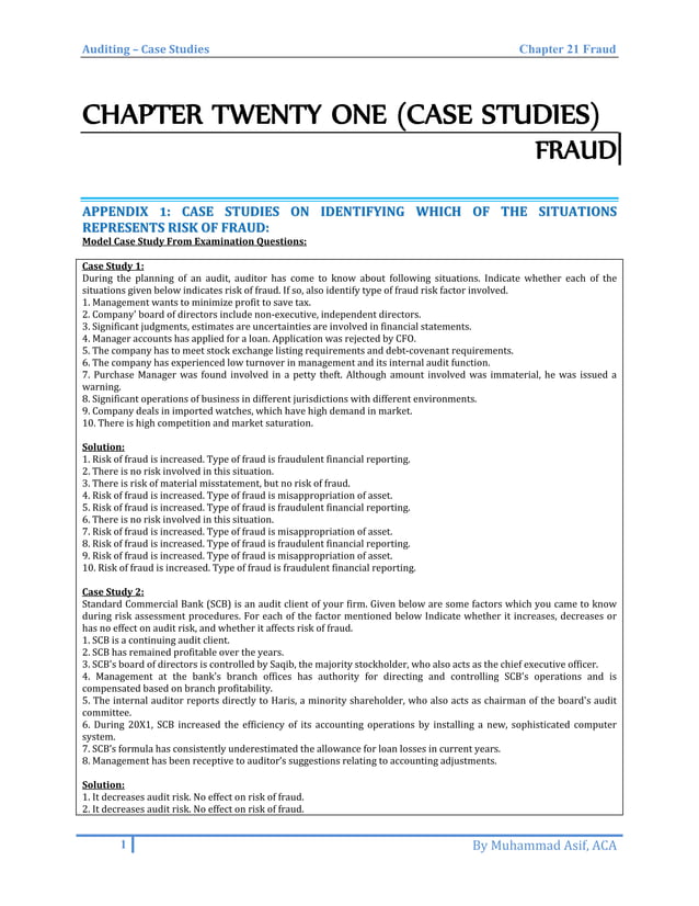 FRAUD - AUDITING STUDY NOTES | PDF