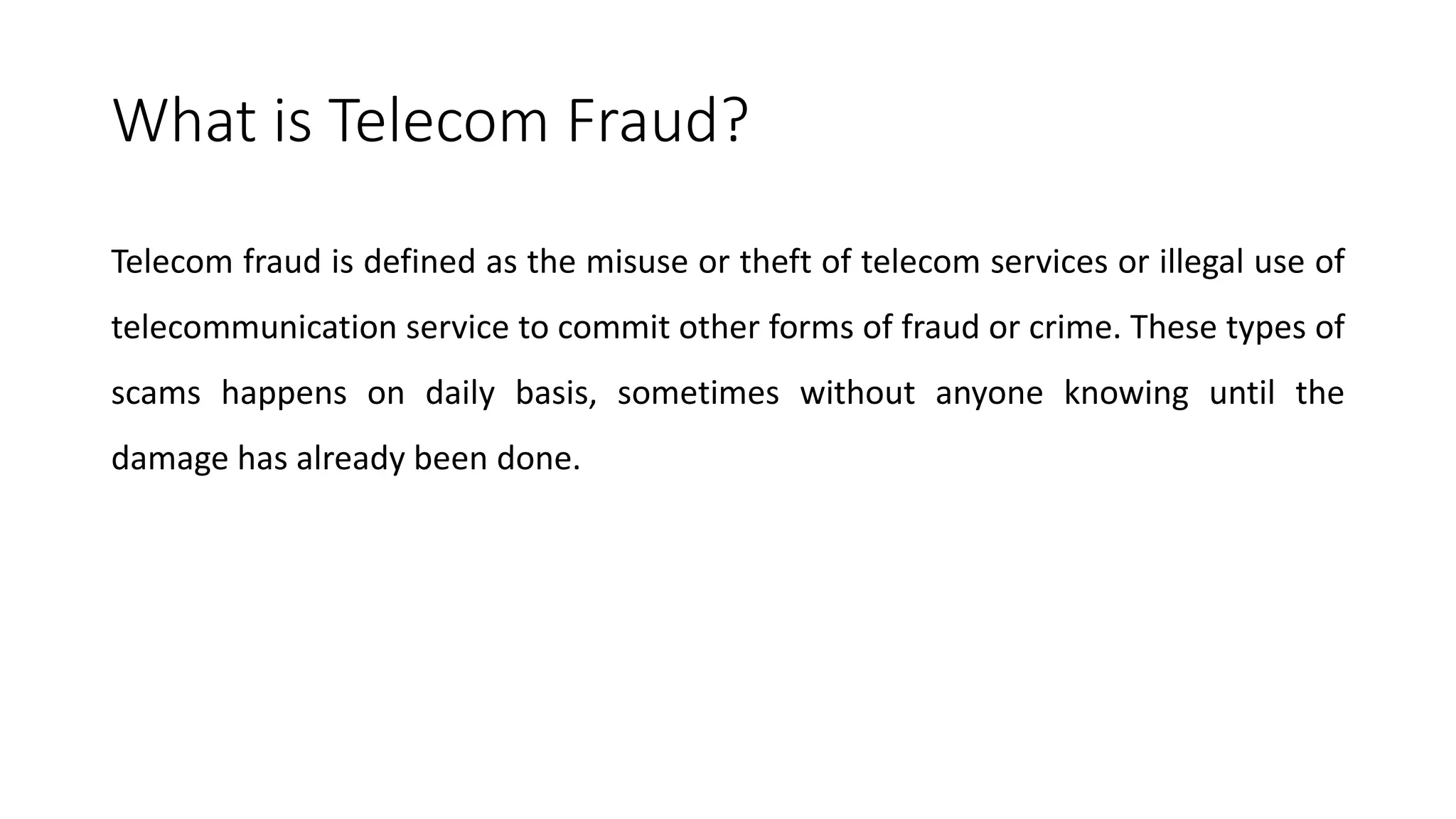Telecommunication Fraud Detection and Prevention | PPTX