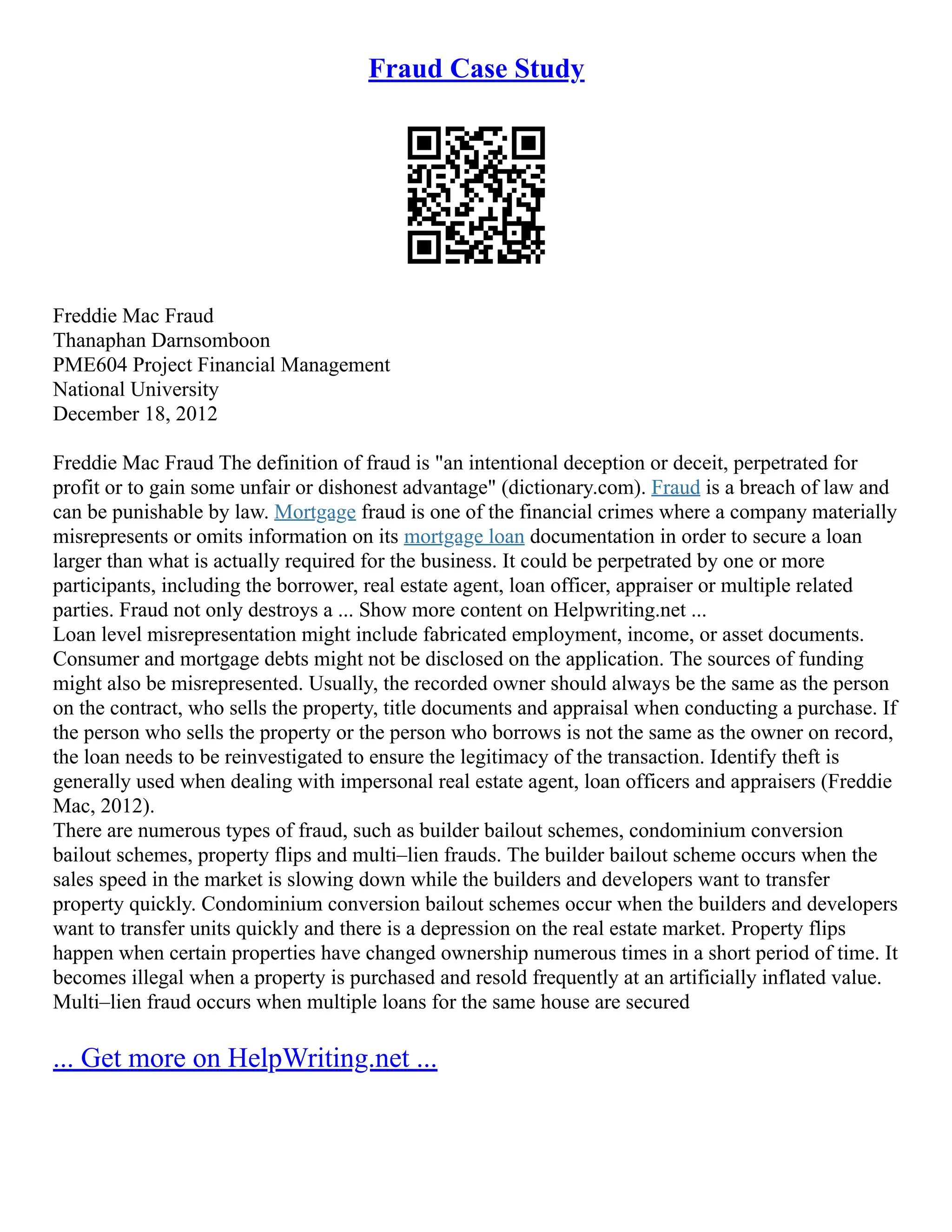 Fraud Case Study | PDF