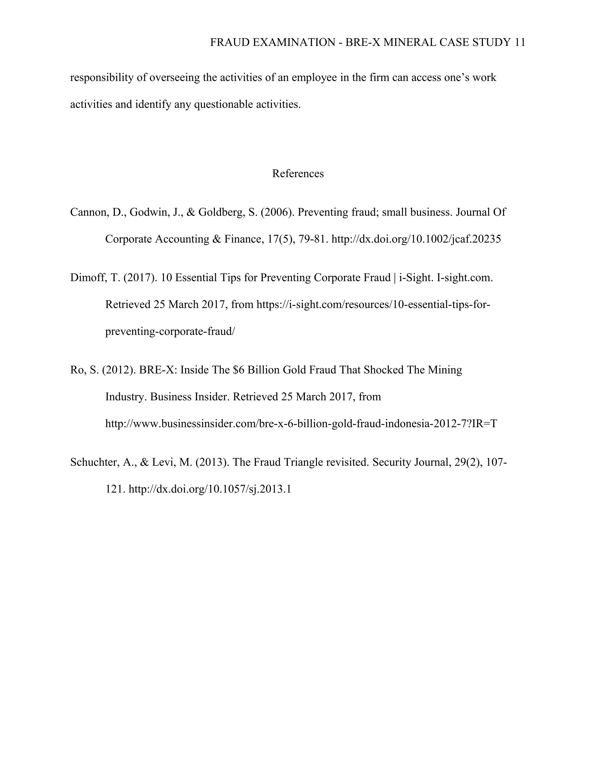 Fraud examination bre x minerals case study | DOC