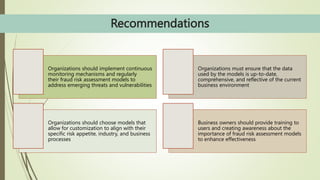 Fraud risk Assessment Models: Case Studies and Implementation | PPTX