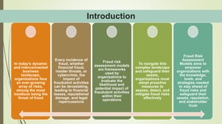 Fraud risk Assessment Models: Case Studies and Implementation | PPTX
