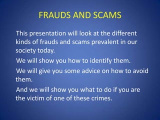 Frauds and scams | PPTX