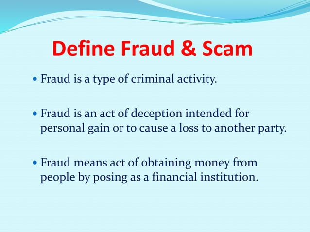 Fraud & scams in banks | PPTX