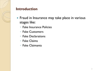 Frauds in insurance sector icai fafd presentation - public | PPT