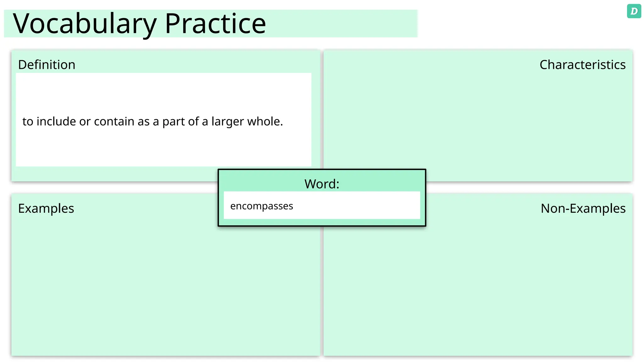 Frayer Model Vocabulary Slideshow presentation.pptx
