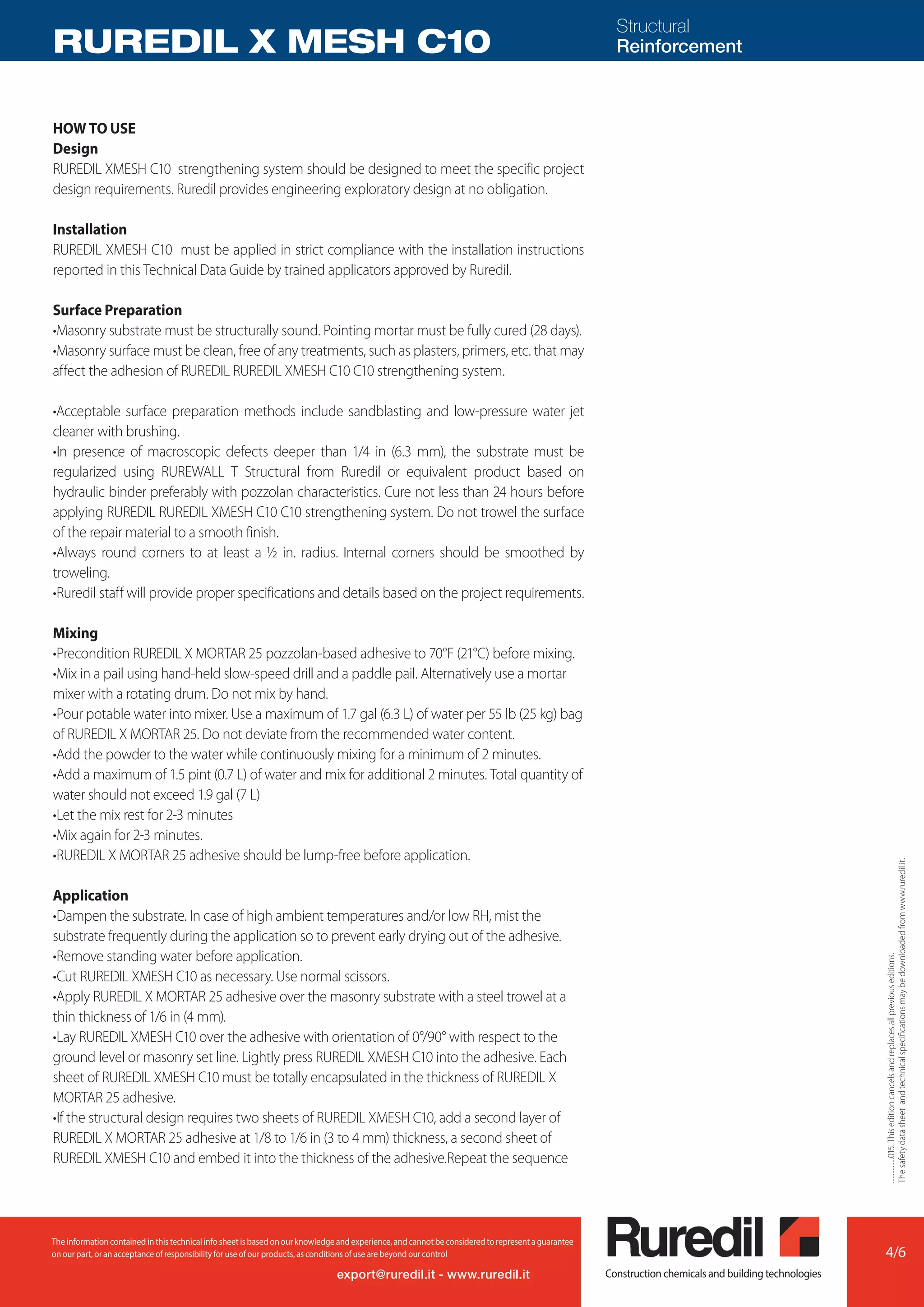 RUREDIL X Mesh C10 for Masonry | PDF