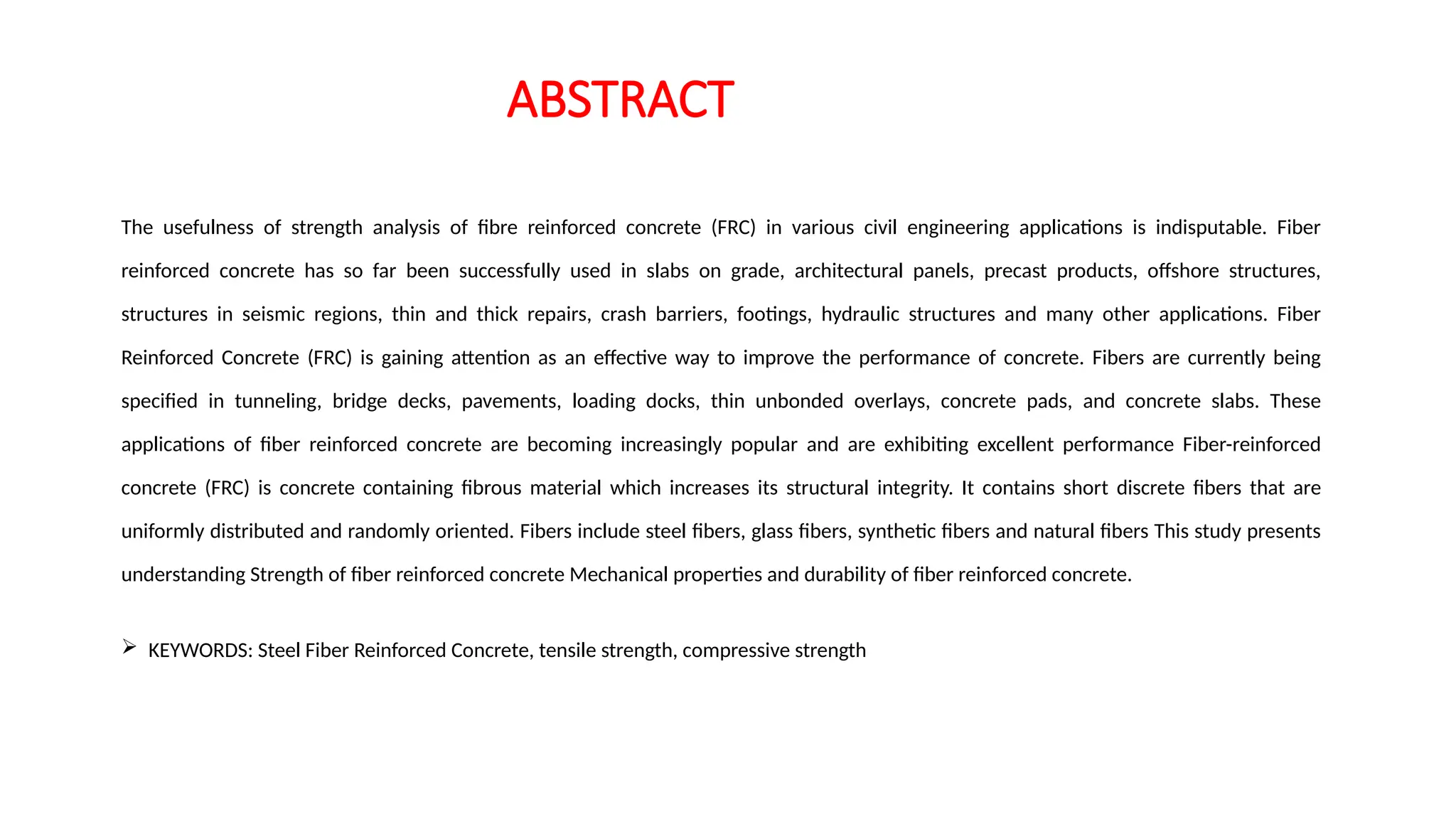Fiber Reinforced concrete (FRC) Fiber Reinforced concrete (FRC) | PPTX