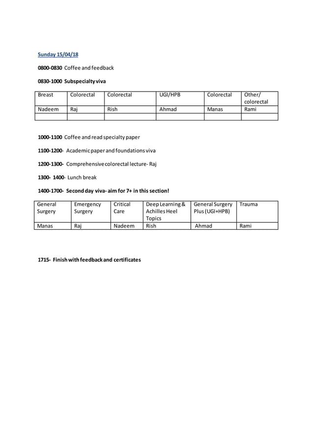FRCS REFRESHER WEEKEND COURSE APRIL 2018 | PDF