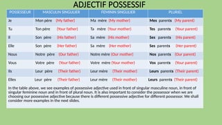 Possessive Adjectives in French Language | PPTX