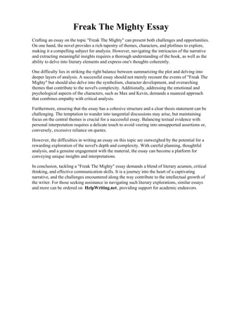 Freak The Mighty Essay.pdf