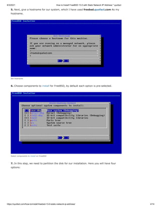 How to Install FreeBSD 13.0 with Static Network IP Address | PDF