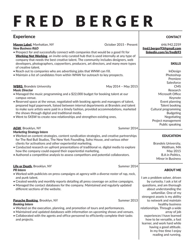 Fred Berger - Resume | PDF