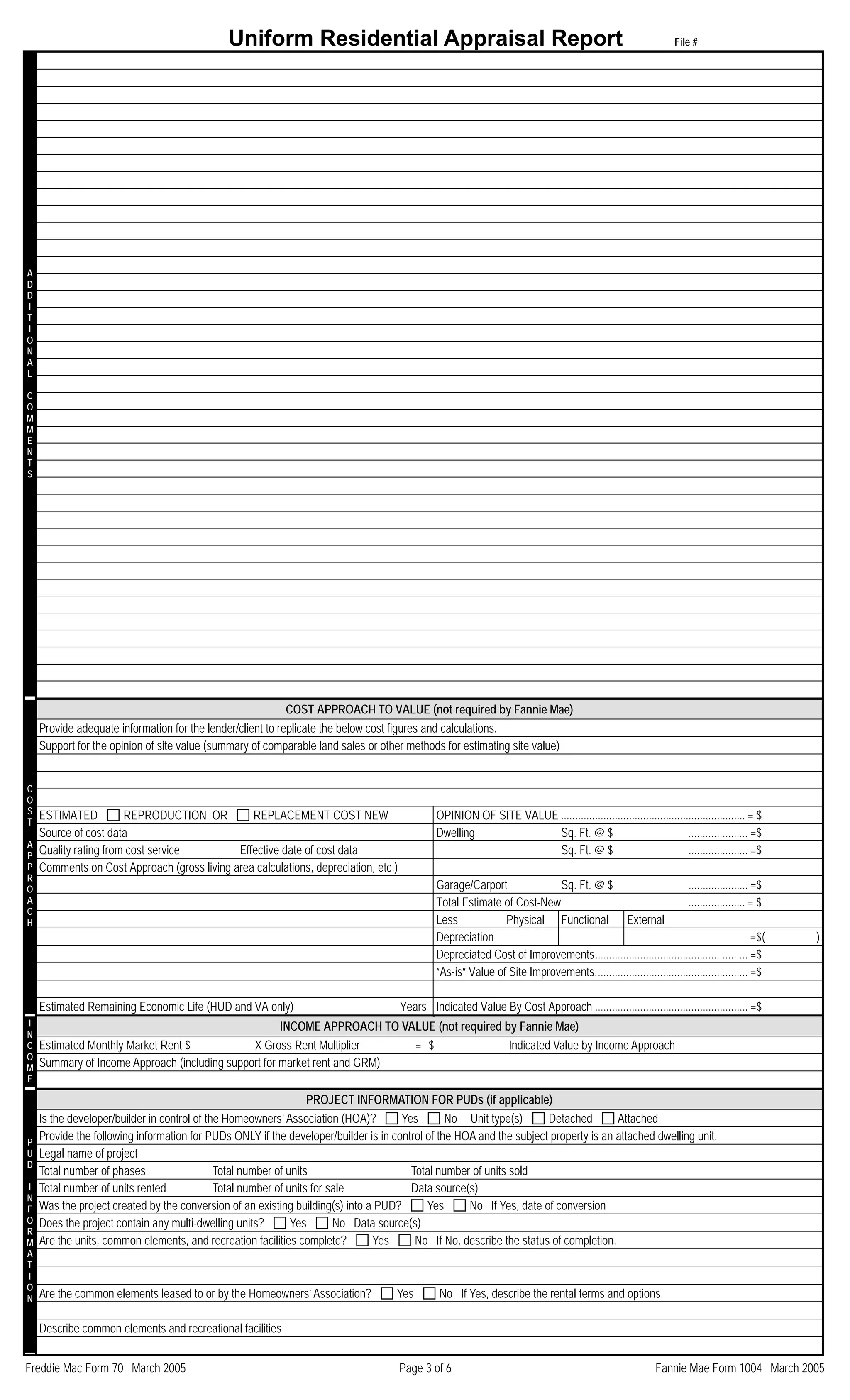 Freddie Mac Blank Appraisal - Form 70 | PDF