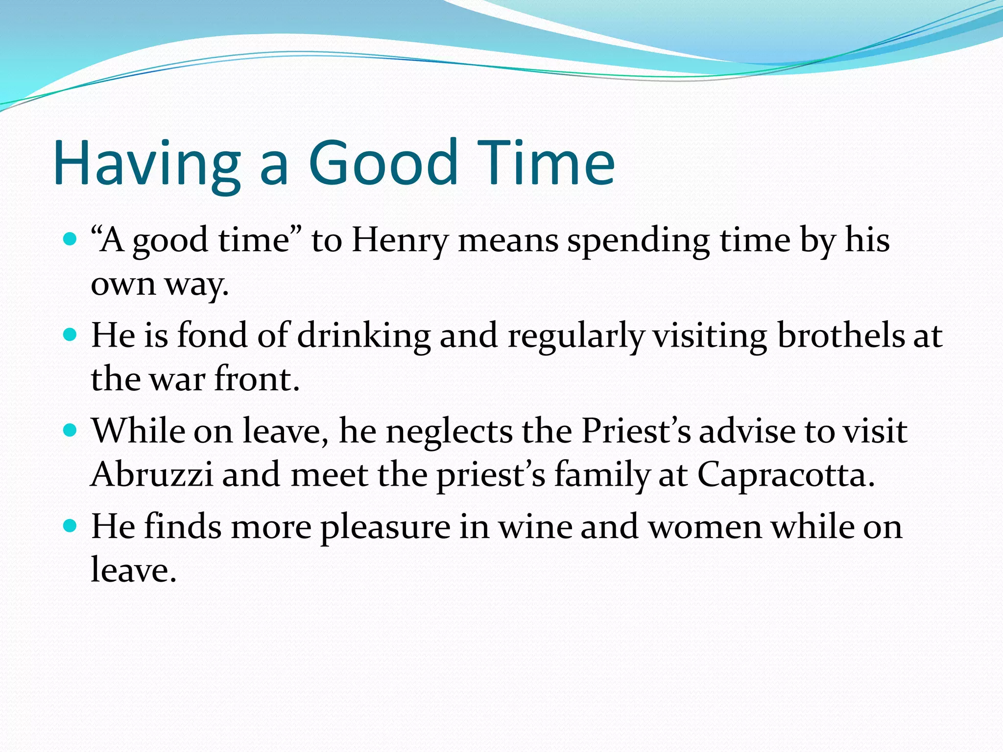 Frederic Henry in A farewell to Arms. His traits as a Hemingway Hero | PPTX